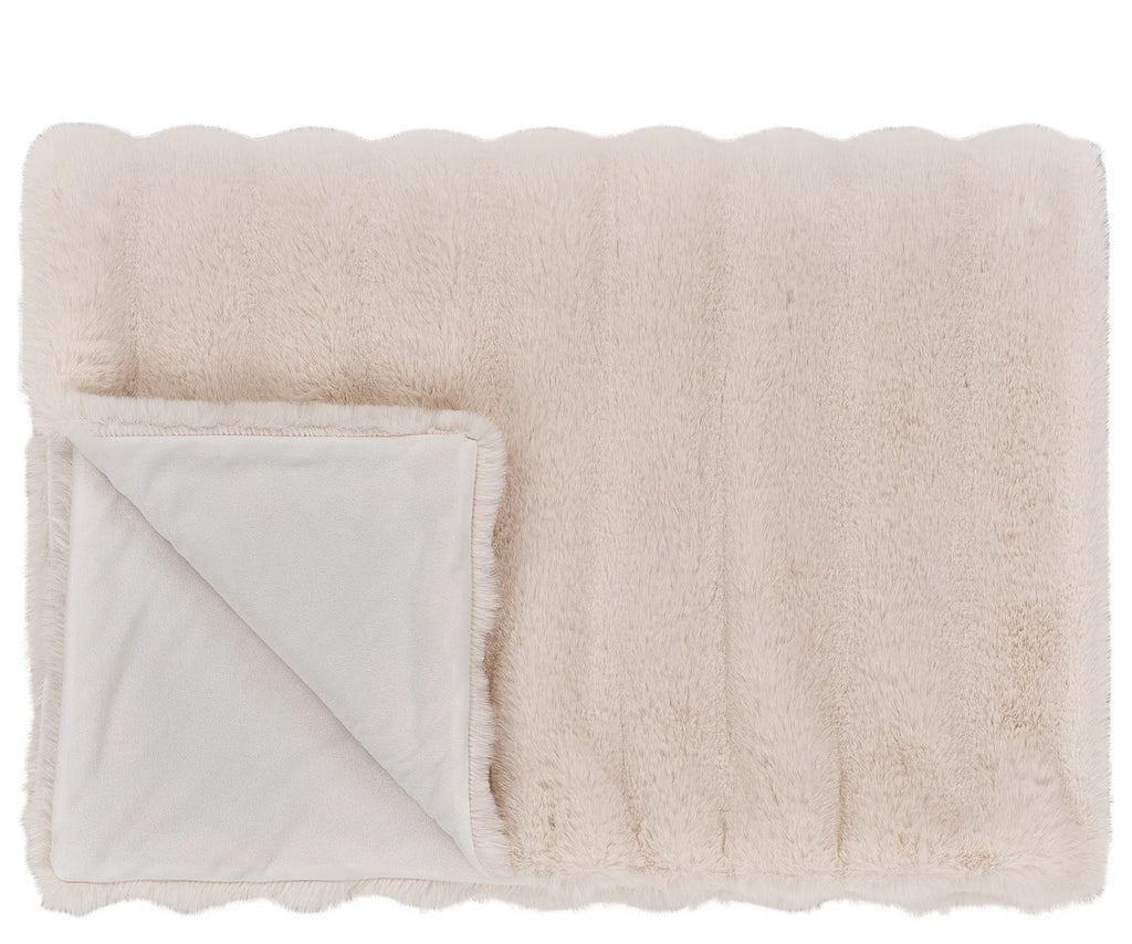 Imiteret pels plaid - cremehvid - 130x180